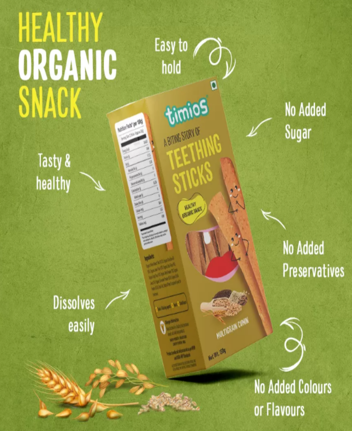 Timios Multigrain Cumin Teething Sticks 150g — BasicBrowns